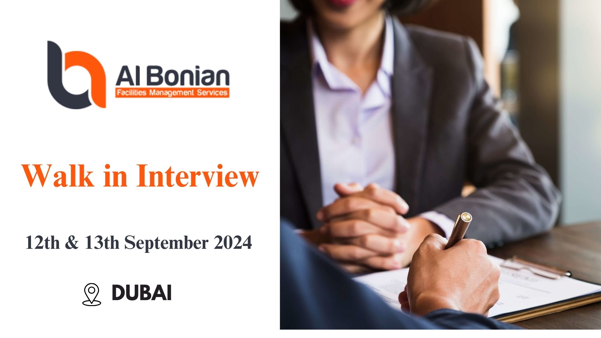 Al Bonian FM Calls for Walk in Interview in Dubai