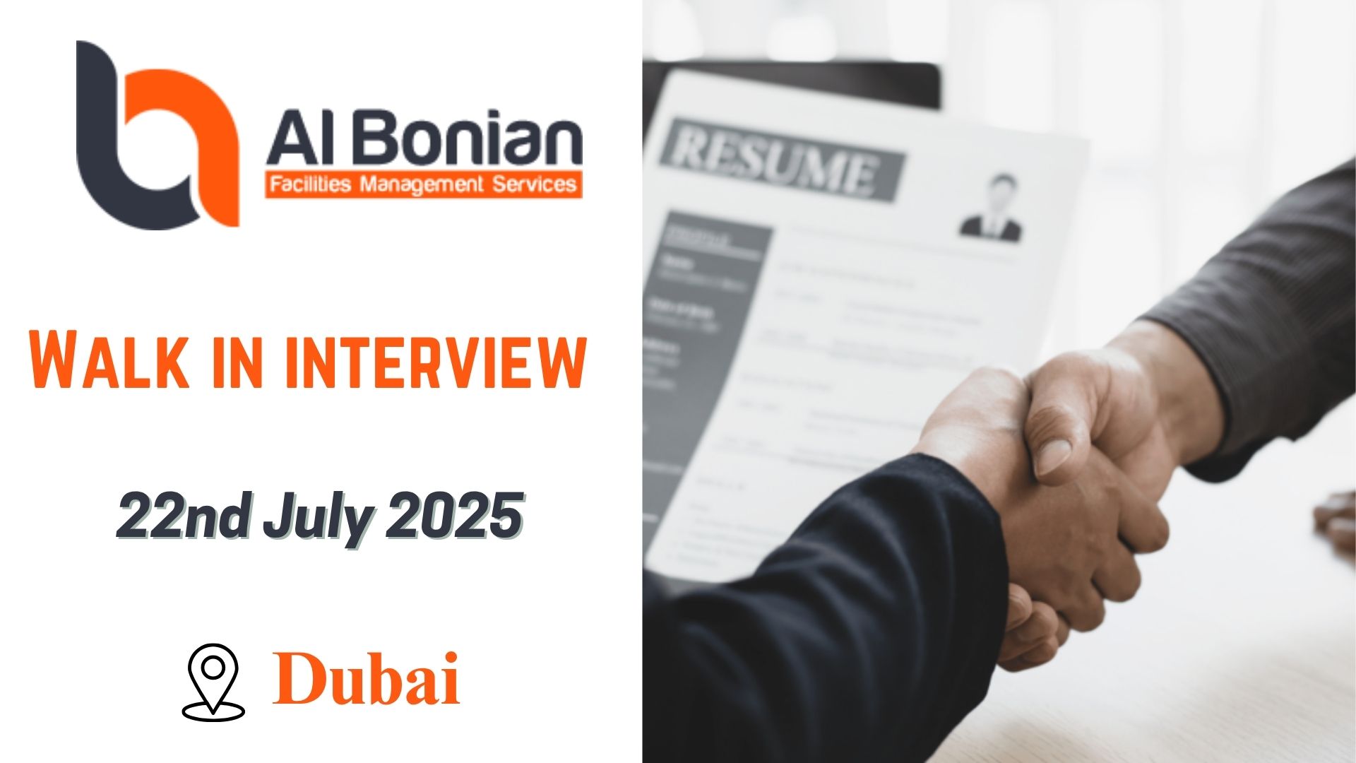 Al Bonian FM Calls for Walk in Interview in Dubai