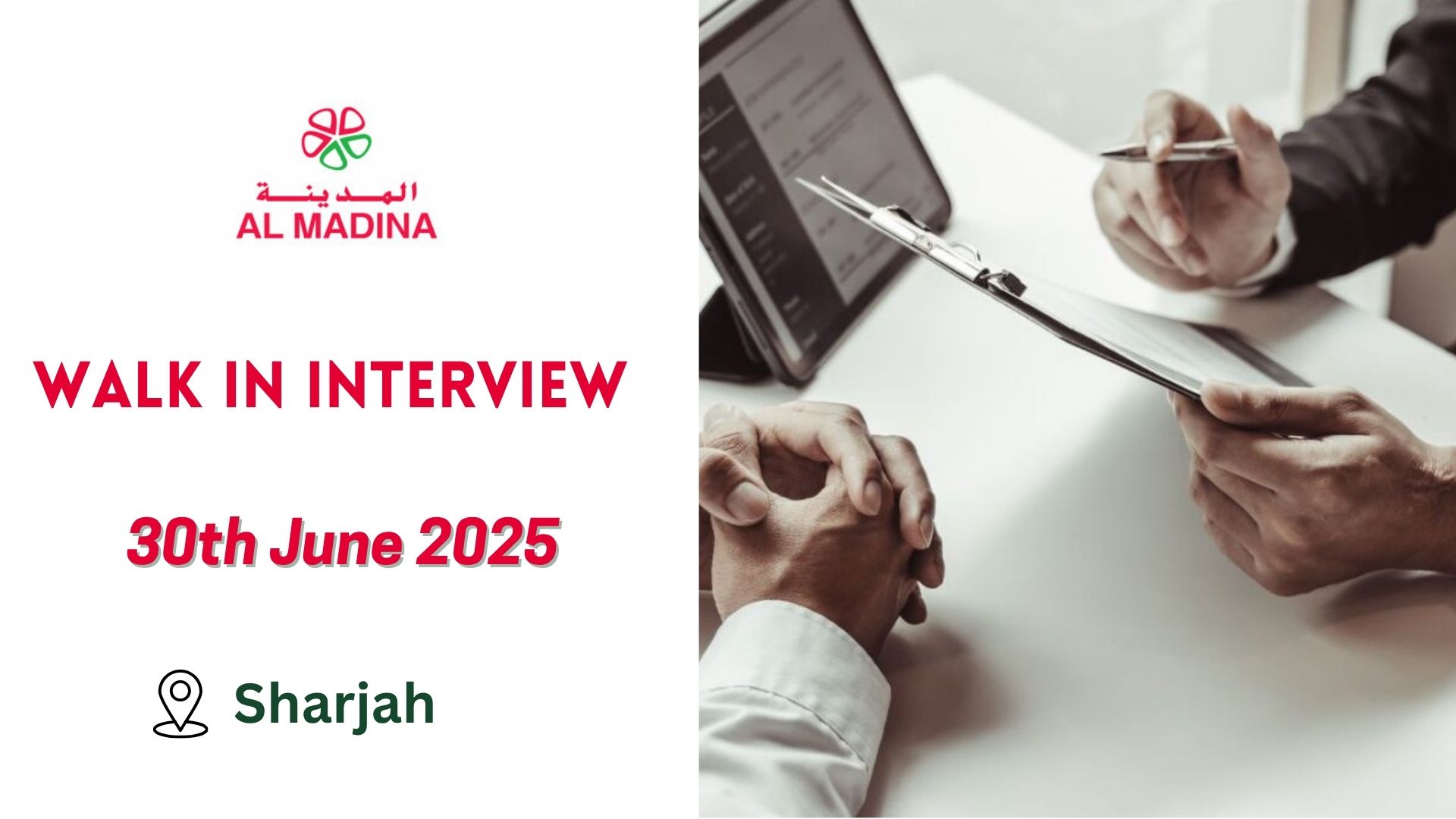 Al Madina Group Walk in Interview in Sharjah