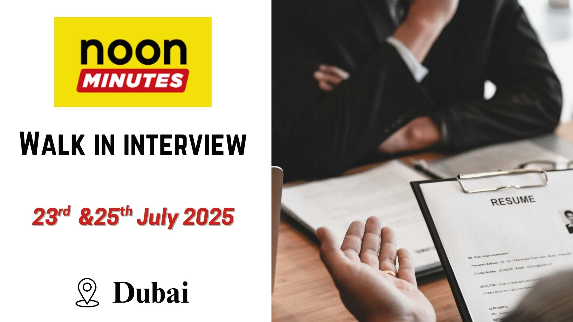Noon Minutes Calls For Walk in Interview in Dubai
