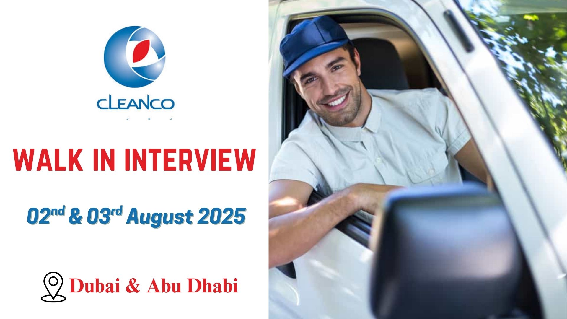 Cleanco Latest Walk in Interview for Drivers