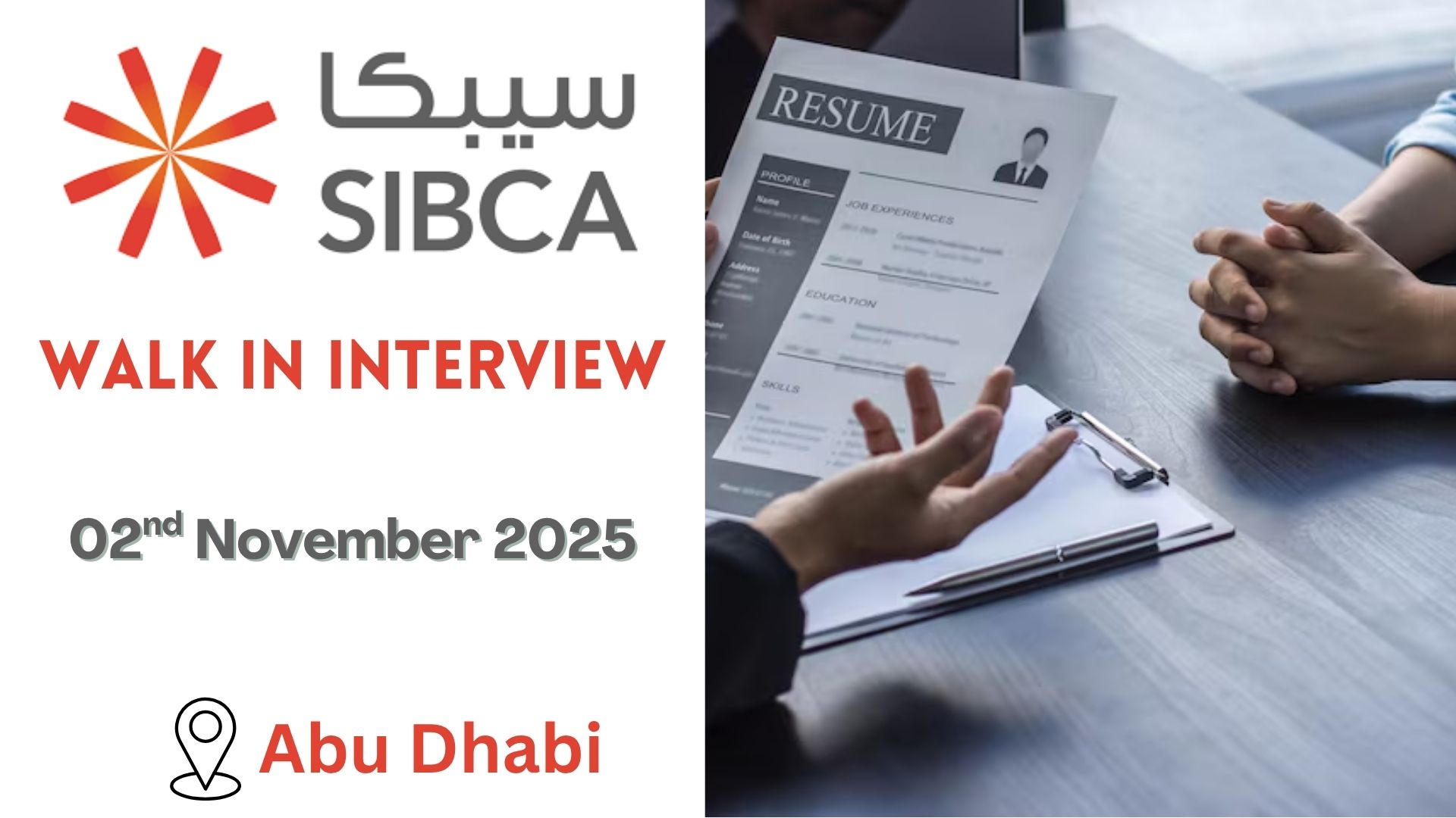 Sibca Latest Walk in Interview in Abu Dhabi