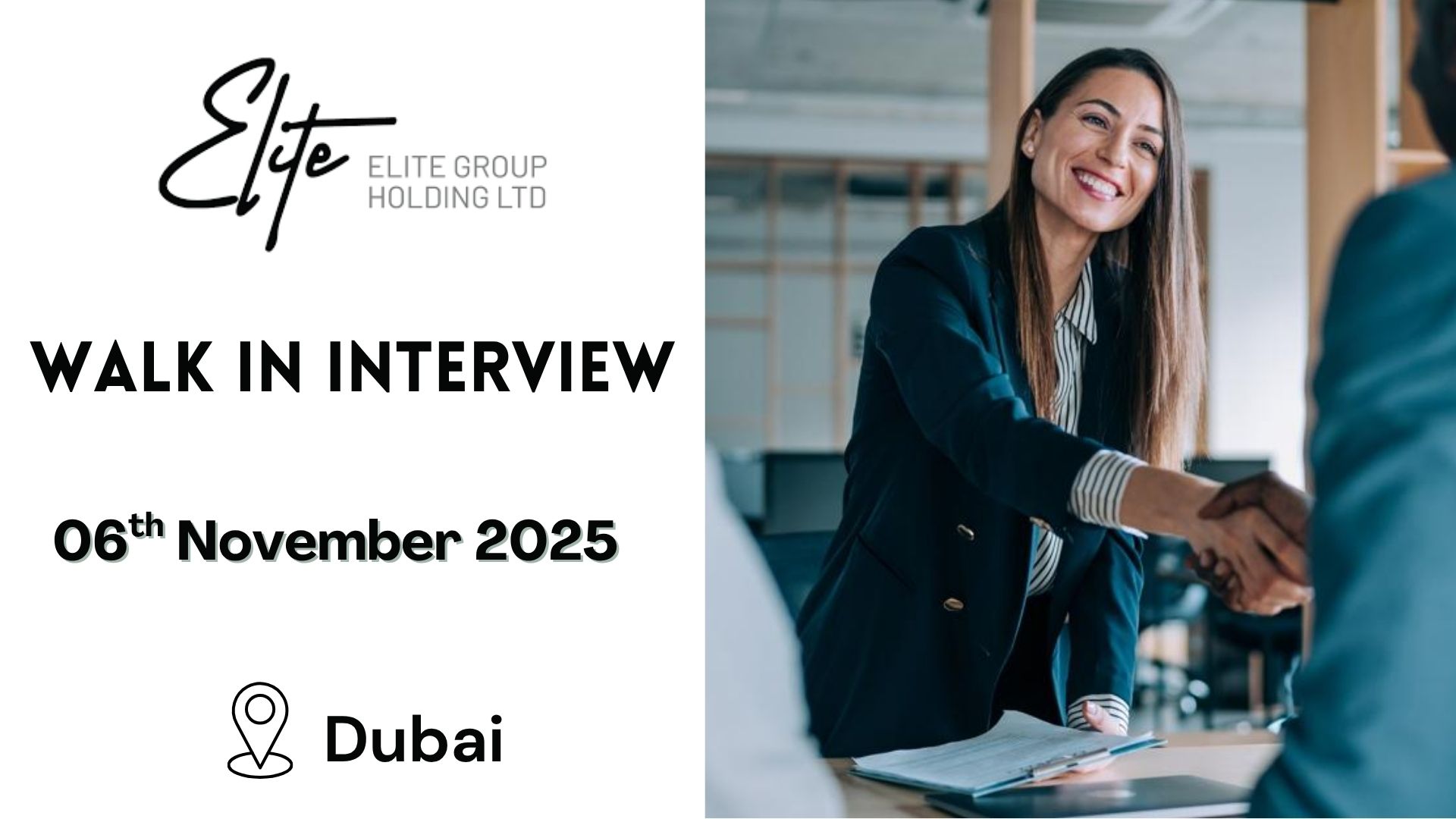 Elite Group Holding Walk in Interview in Dubai